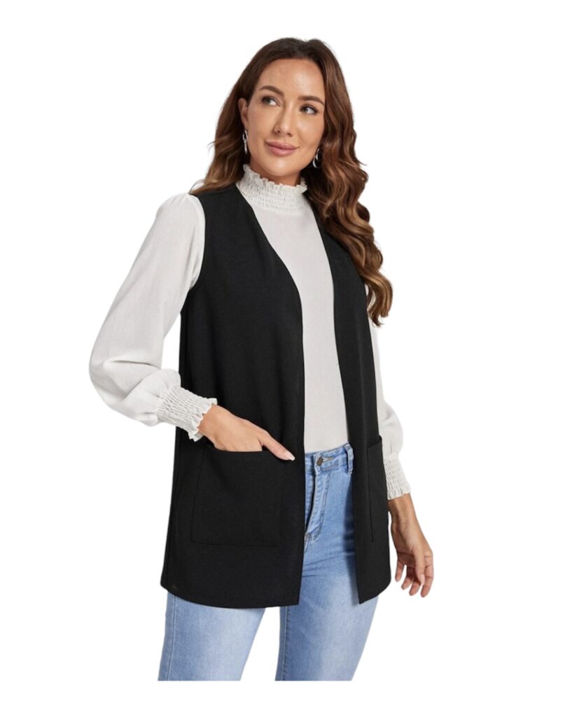 Chaleco abierto con doble bolsillo con parte delantera – TWOHISHOP